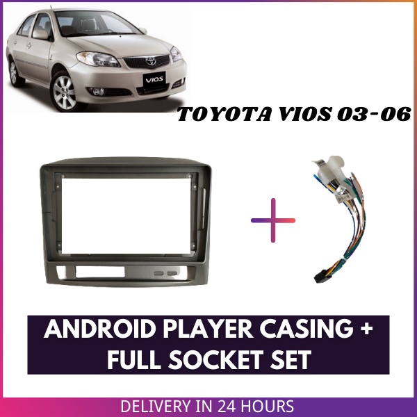 Android Player Casing 9" Toyota Vios 2003-2006 (Silver) with Full Plug ...