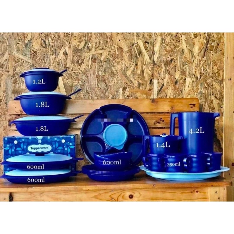 Tupperware Blossom Royale Blue Serveware Set | Shopee Malaysia