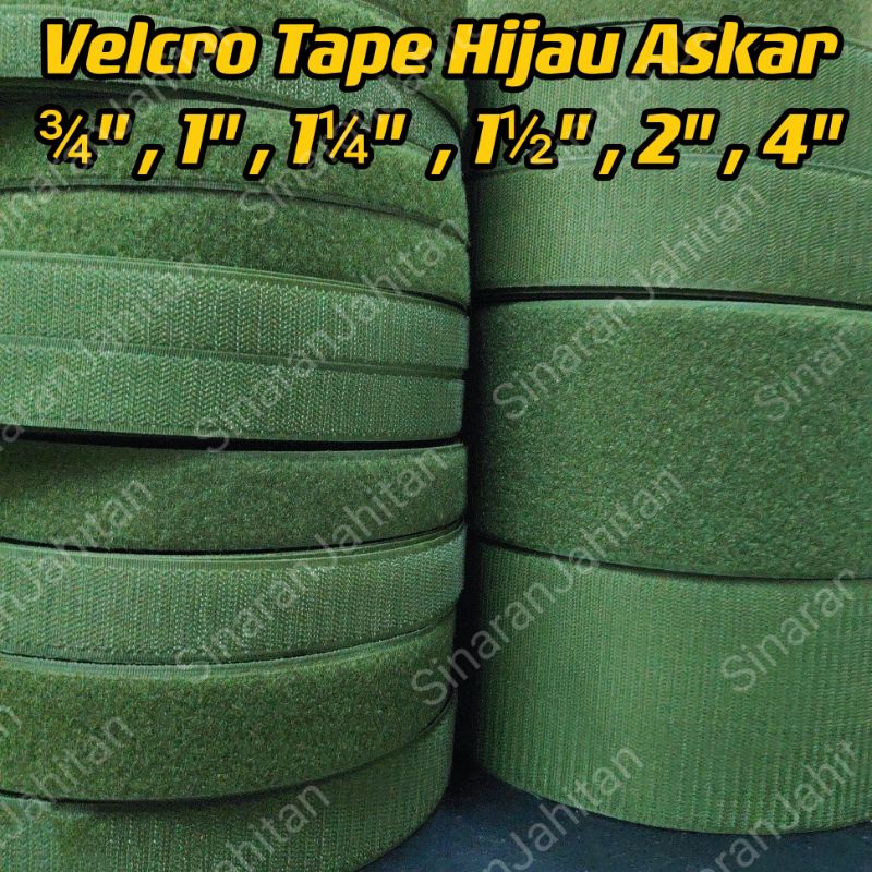 Velcro Tape Hijau Askar 1 inci - 4 inci / Army Green Velcro Tape /Army ...
