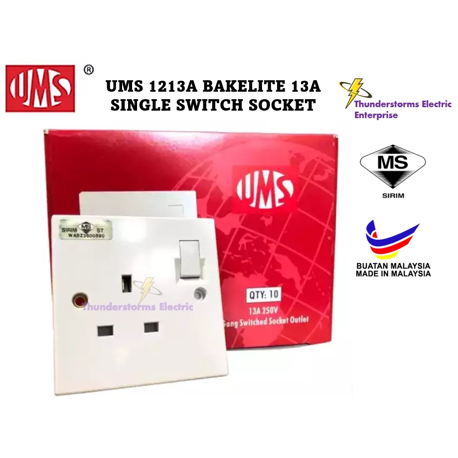 [1PCS] UMS 1213A 13A Bakelite Switch Socket, Sirim Approved | Shopee ...