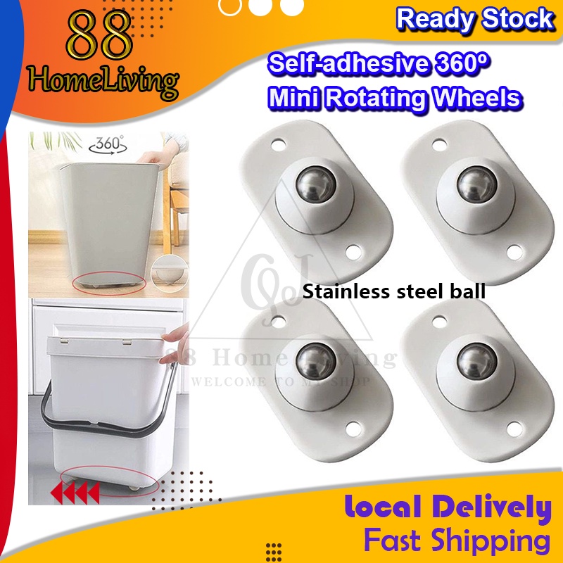 4pcs Self-adhesive 360º Rotating Wheels Mini Swivel Casters Wheels ...
