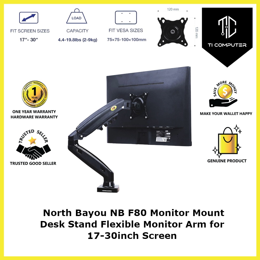 North Bayou NB F80 Monitor Mount Desk Stand Flexible Monitor Arm for 17 ...