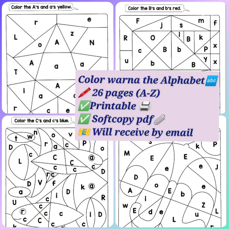 Preschool Printable worksheet, Color the Alphabet, Warna Alphabet ...