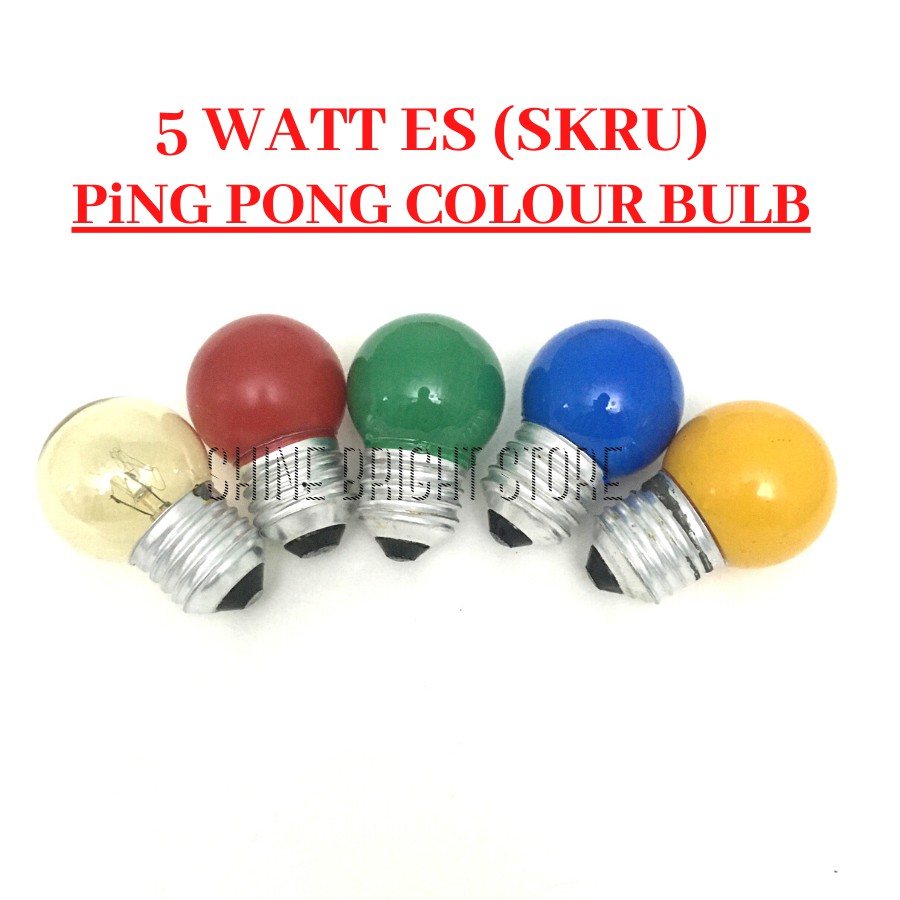 5watt E27 Colour Ping Pong Bulb / 5w Mentol Ping Pong / Filament Ping ...