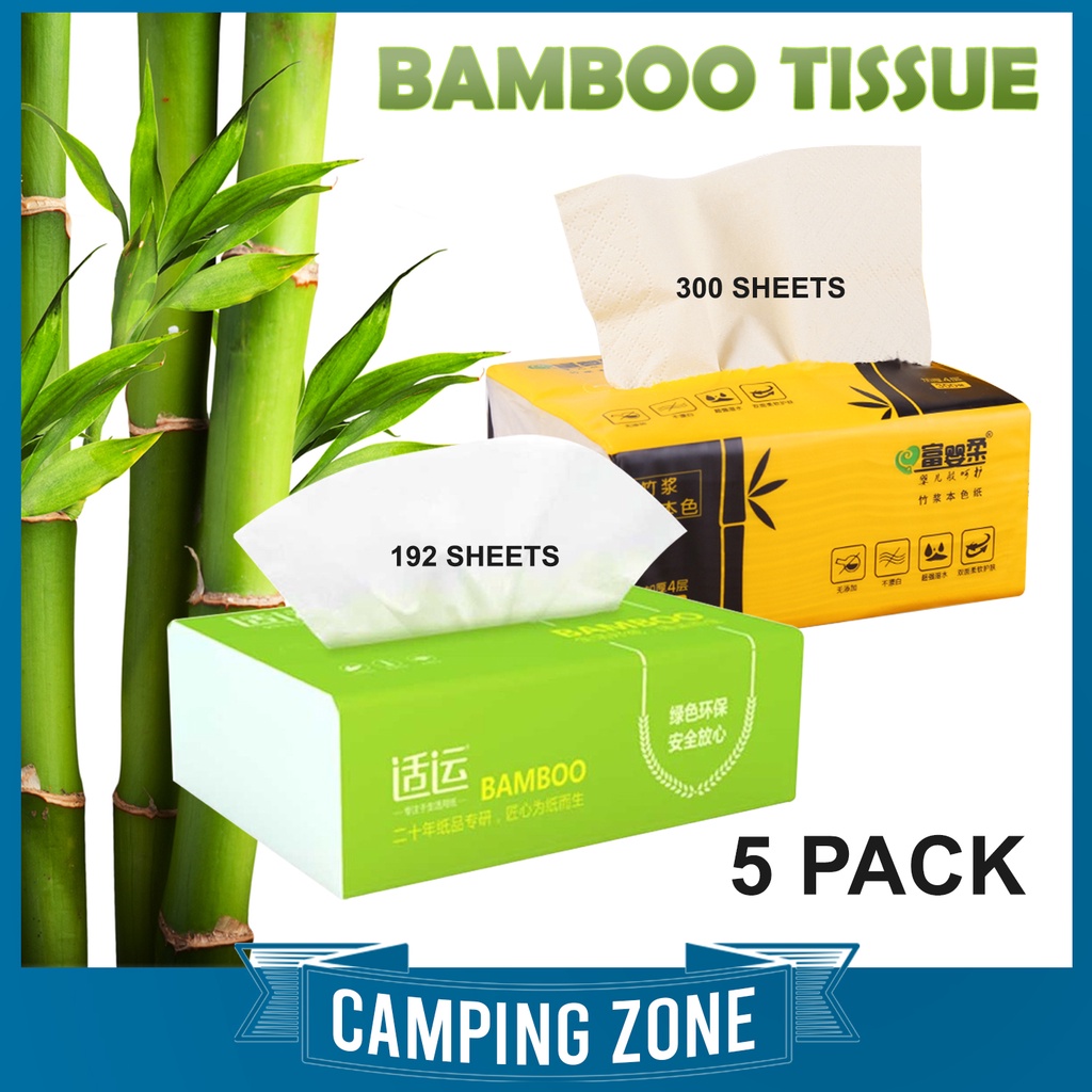 5 PACK 240/192 Sheets (4 Ply) Bamboo Pulp Multipurpose Natural Organic ...