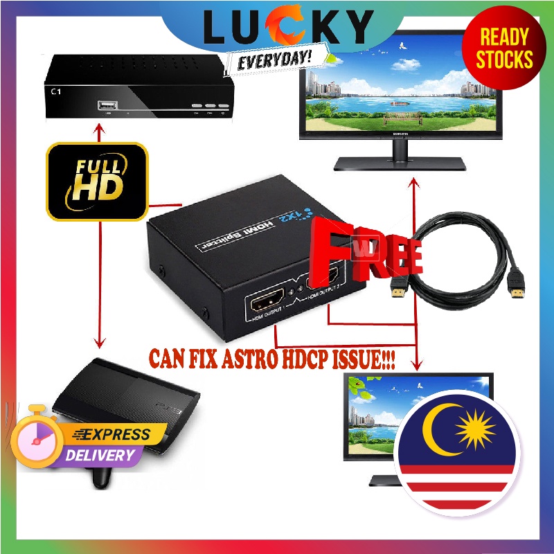🔥HDTV/HDMI SPLITTER🔥 1 IN 2/4 OUT FULL HD for Astro / PC/ Laptop/ DVD ...