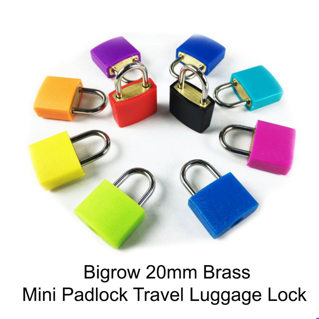 [ 1 UNIT ] Bigrow 20mm Brass 8 Color Small Mini Padlock Travel Luggage ...