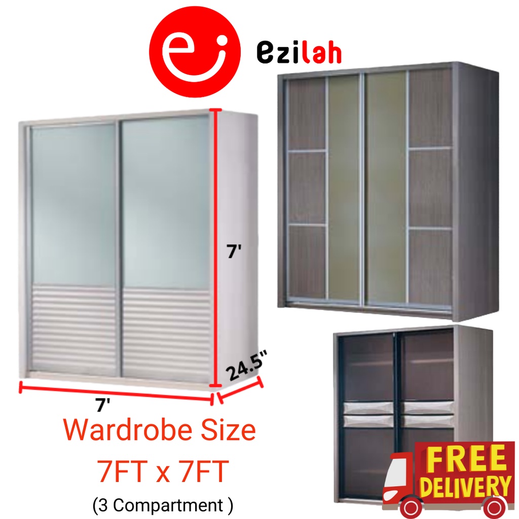 Custom Made Sliding Wardrobe/ Melamine Wardrobe (7ft x 7ft) | Shopee ...