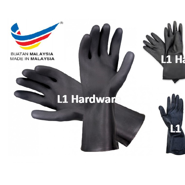 Sarung Tangan Getah Hitam / Black DIY Rubber Hand Glove Industrial ...