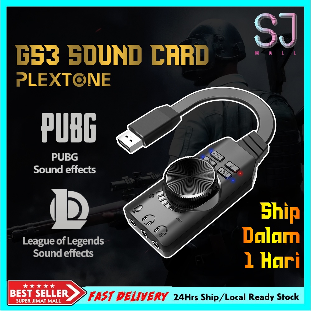 PLEXTONE GS3 Virtual 7.1 Channel Adapter External USB Sound Card ...