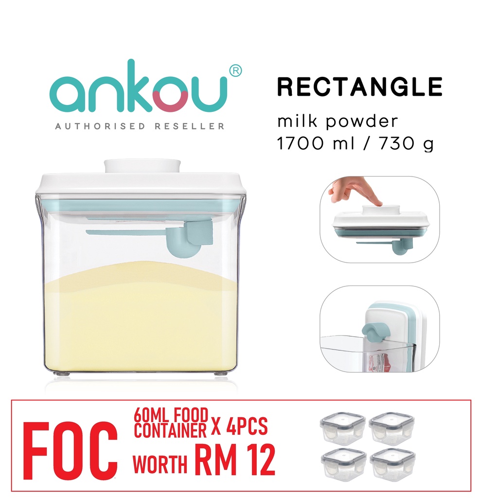 ANKOU Air Tight Milk Powder Container - Rectangle (1700ml) | Shopee Malaysia