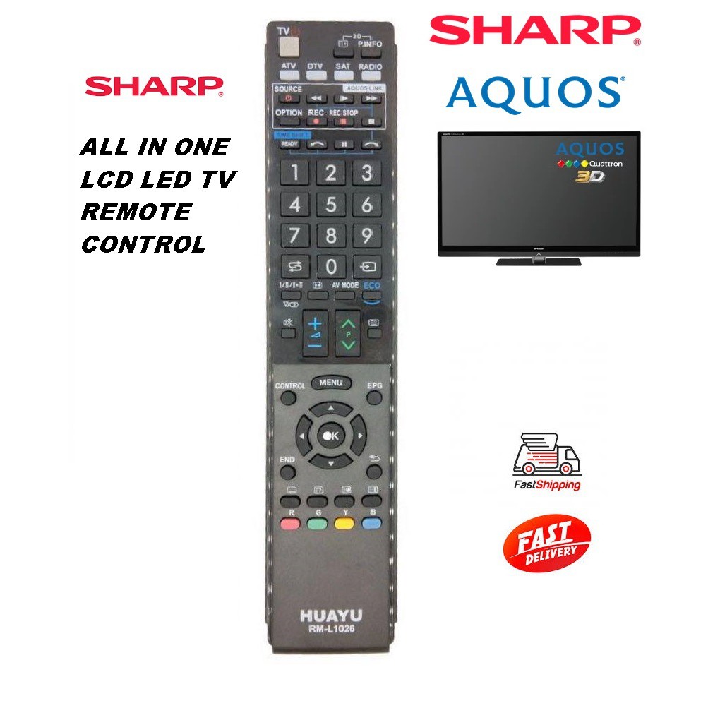 SHARP LCD / LED TV REMOTE CONTROL REPLACEMENT HUAYU (RM-L1026) | Shopee Malaysia