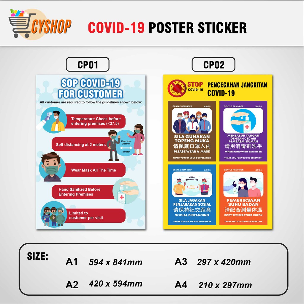 COVID-19 POSTER STICKER (SOP COVID-19 FOR CUSTOMER A1/A2/A3/A4 ...