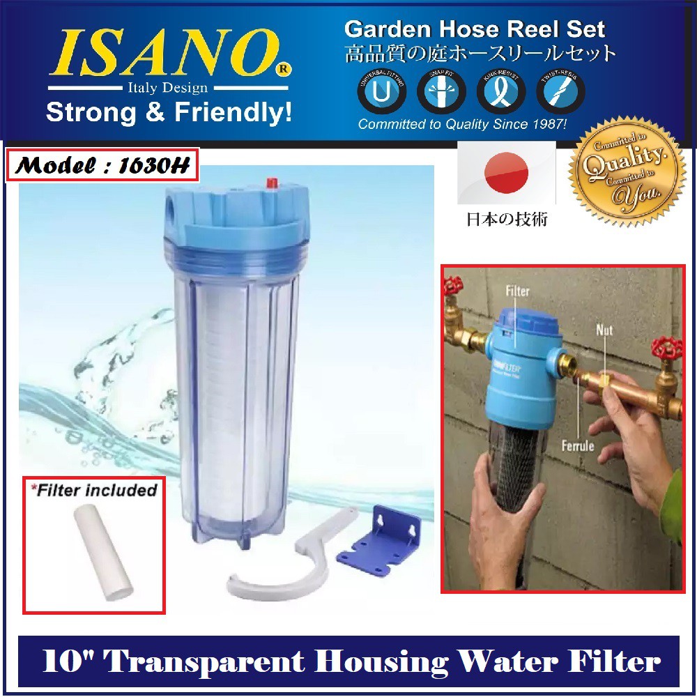 ISANO 10" Transparent Housing Water Filter 1630TH with 10" Water Filter ...