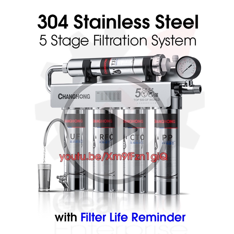 304 Stainless Steel Water Filter System with LED Cartridge Life Counter ...