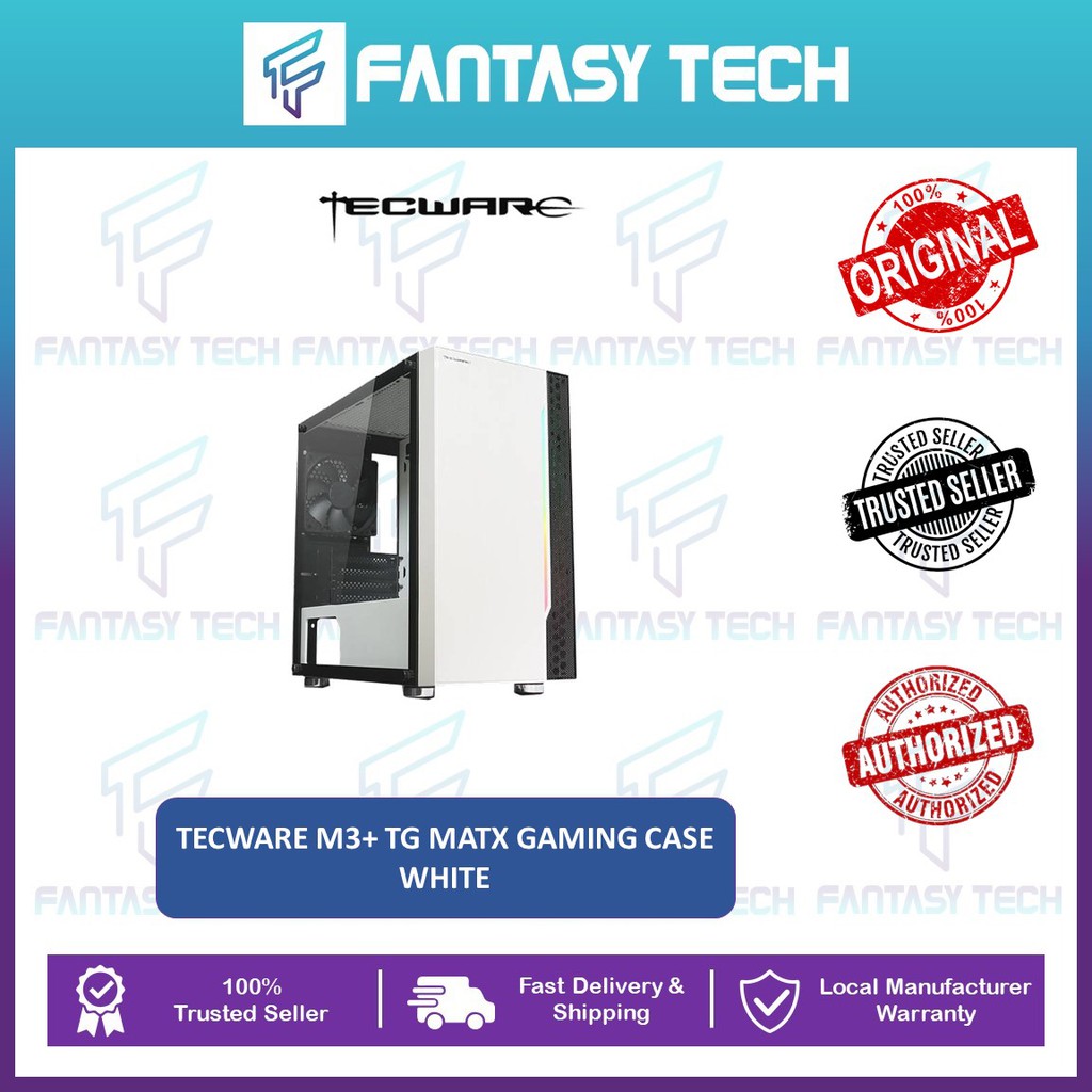 [ REDUCTION MYR 92.00 ] Tecware m3+ tg matx gaming case white ...