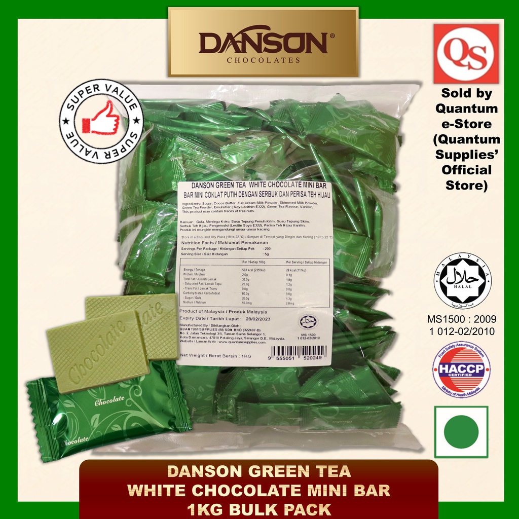 Danson Green Tea White Chocolate Mini Bar 1kg Bulk Pack | Shopee Malaysia