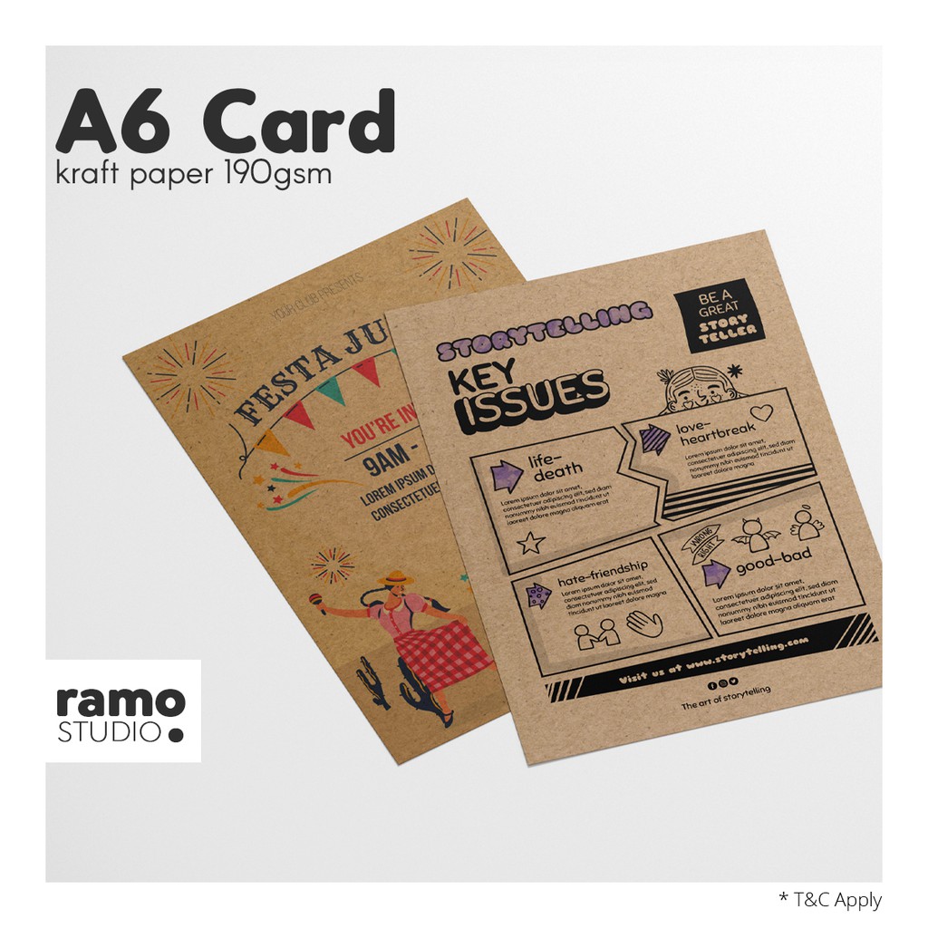 A6 Kraft card 190gsm/250gsm, Post Card customize full color print ...