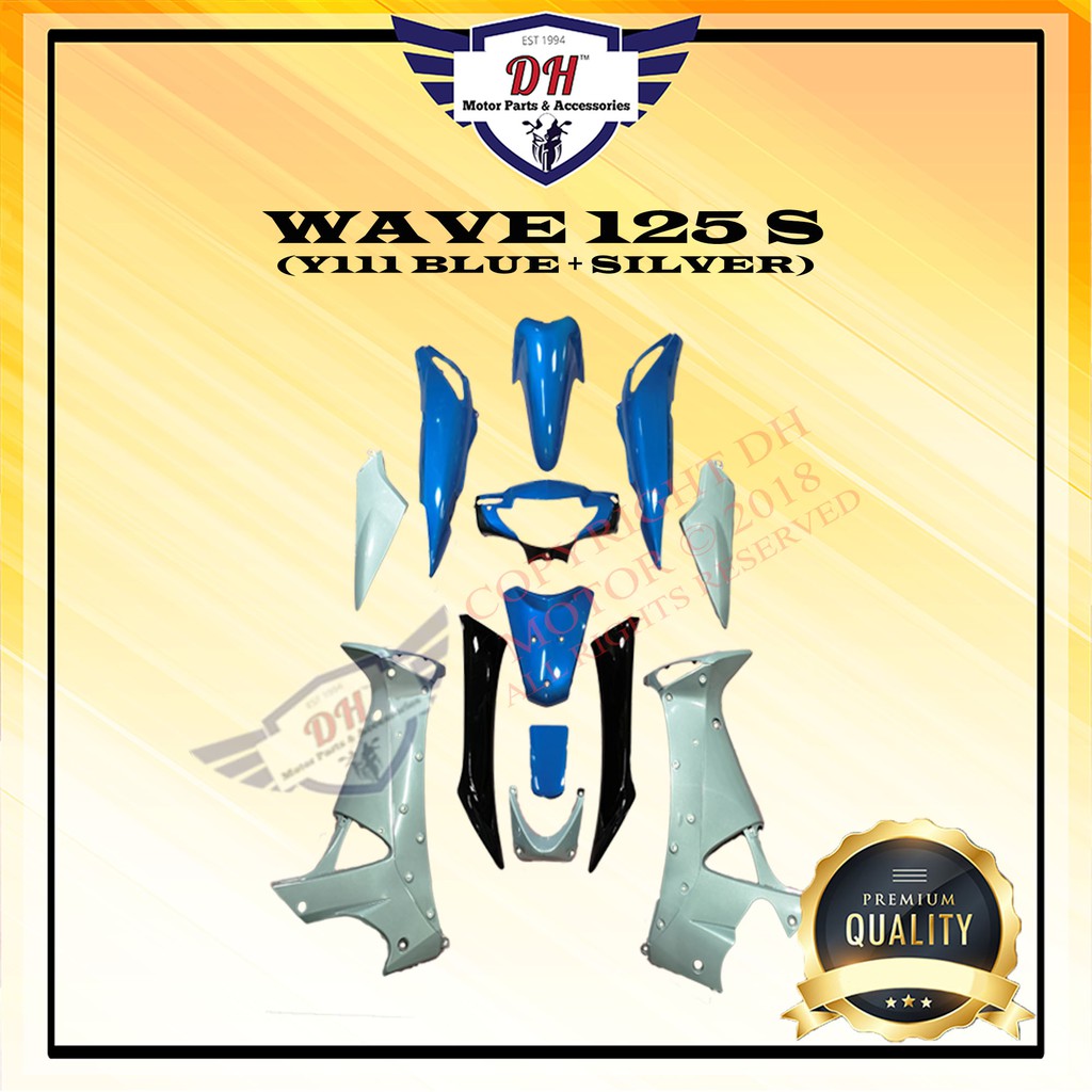 WAVE 125 S COVER SET (Y111 BLUE + SILVER) FULL SET HONDA | Shopee Malaysia