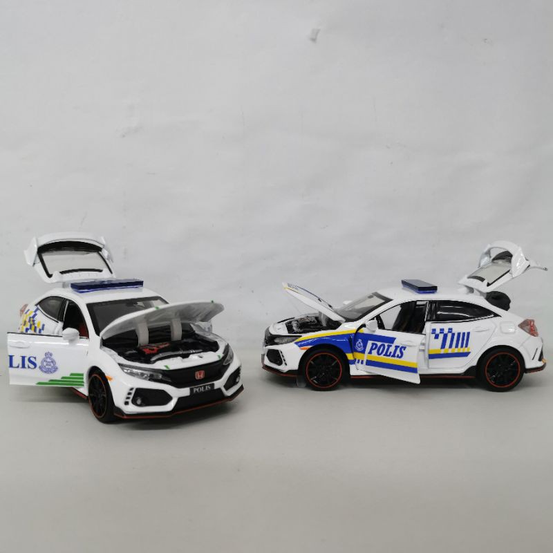 Honda Civic Type R Fk8 kereta Pdrm polis malaysia die cast car scale 1: ...