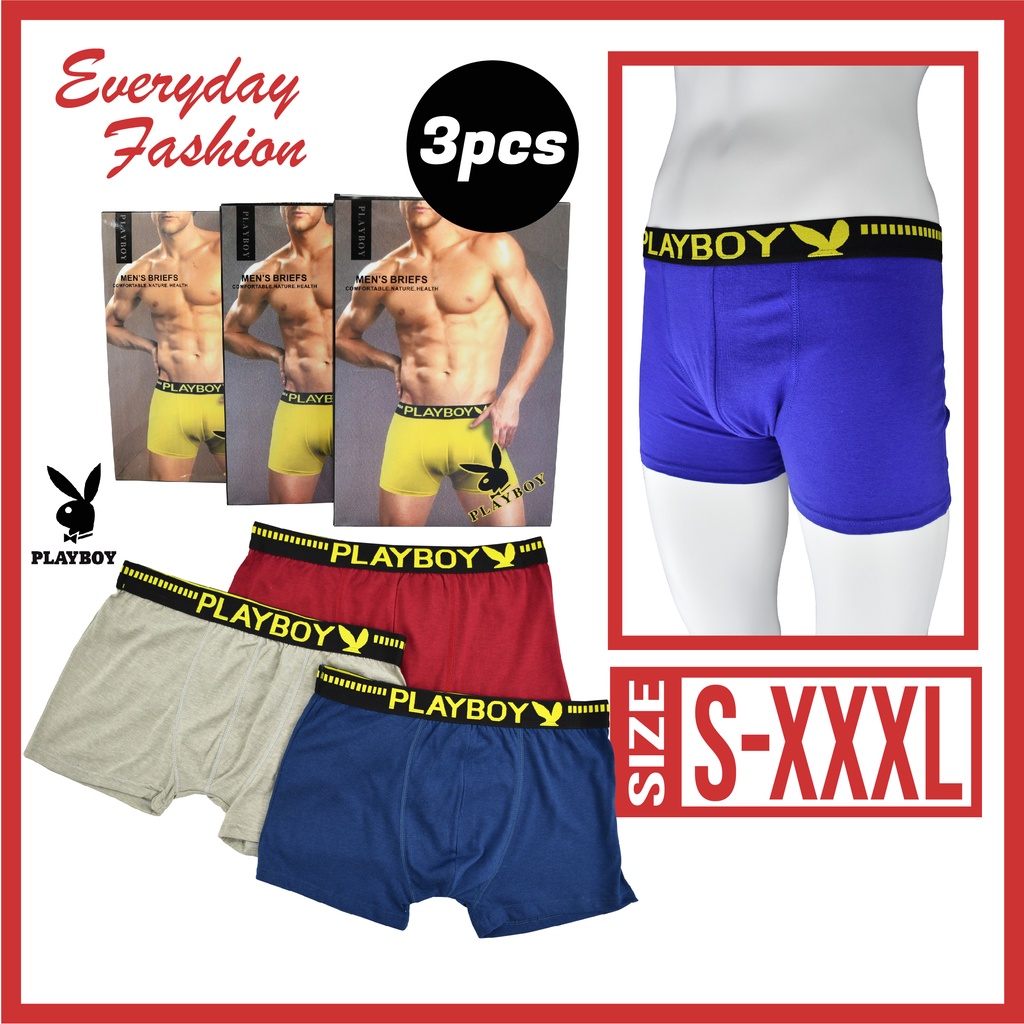 MEN'S UNDERWEAR PLY-BOY/ 3IN1 PER BOX/ SPENDER LELAKI / SELUAR DALAM ...