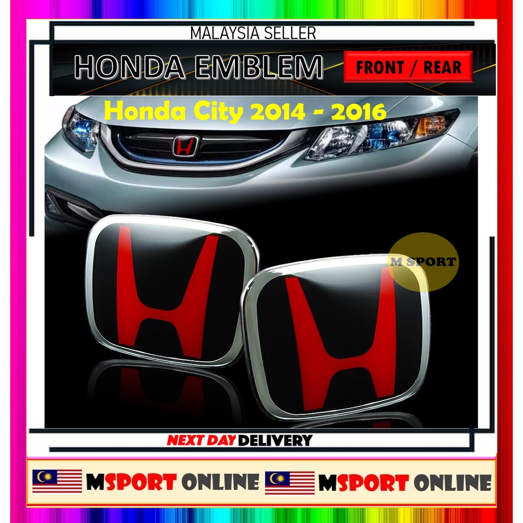 (2 PCS) Honda City 2014 - 2016 Type-R Front & Rear Logo(Badge/Emblem ...