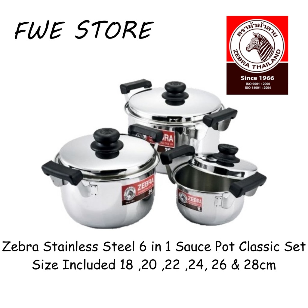 (100% Original) Zebra Thailand Stainless Steel 6 in 1 Sauce Pot Classic ...