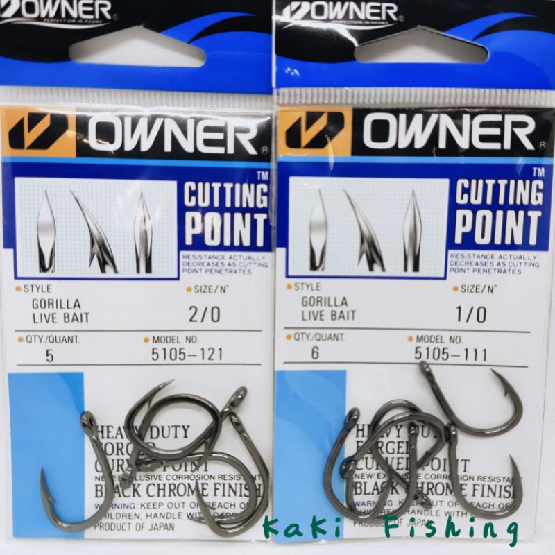 Owner Gorilla live bait cutting point hook 5105 Owner hook mata kail ...