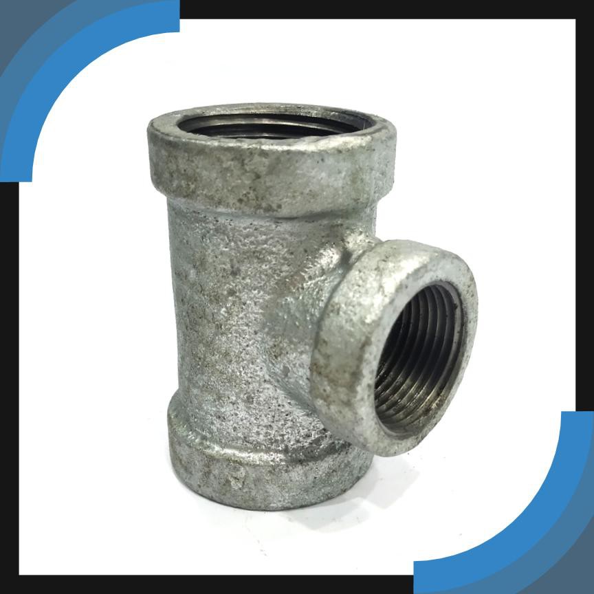 GI Reducing Tee 1 1/2" Pipe Connector Paip Besi Galvanized Steel Piping ...