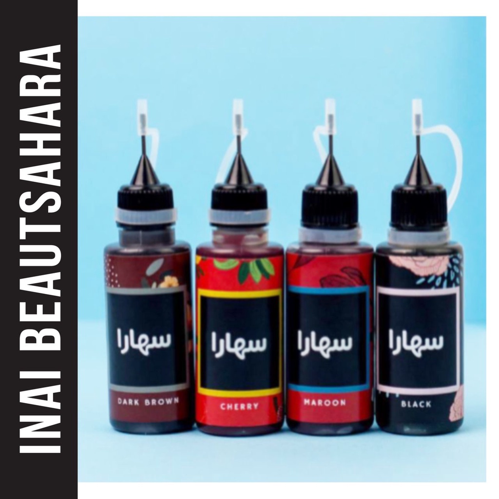 INAI SAHARA Cherry Red, Maroon, Dark Brown, Black (inai kuku instant ...