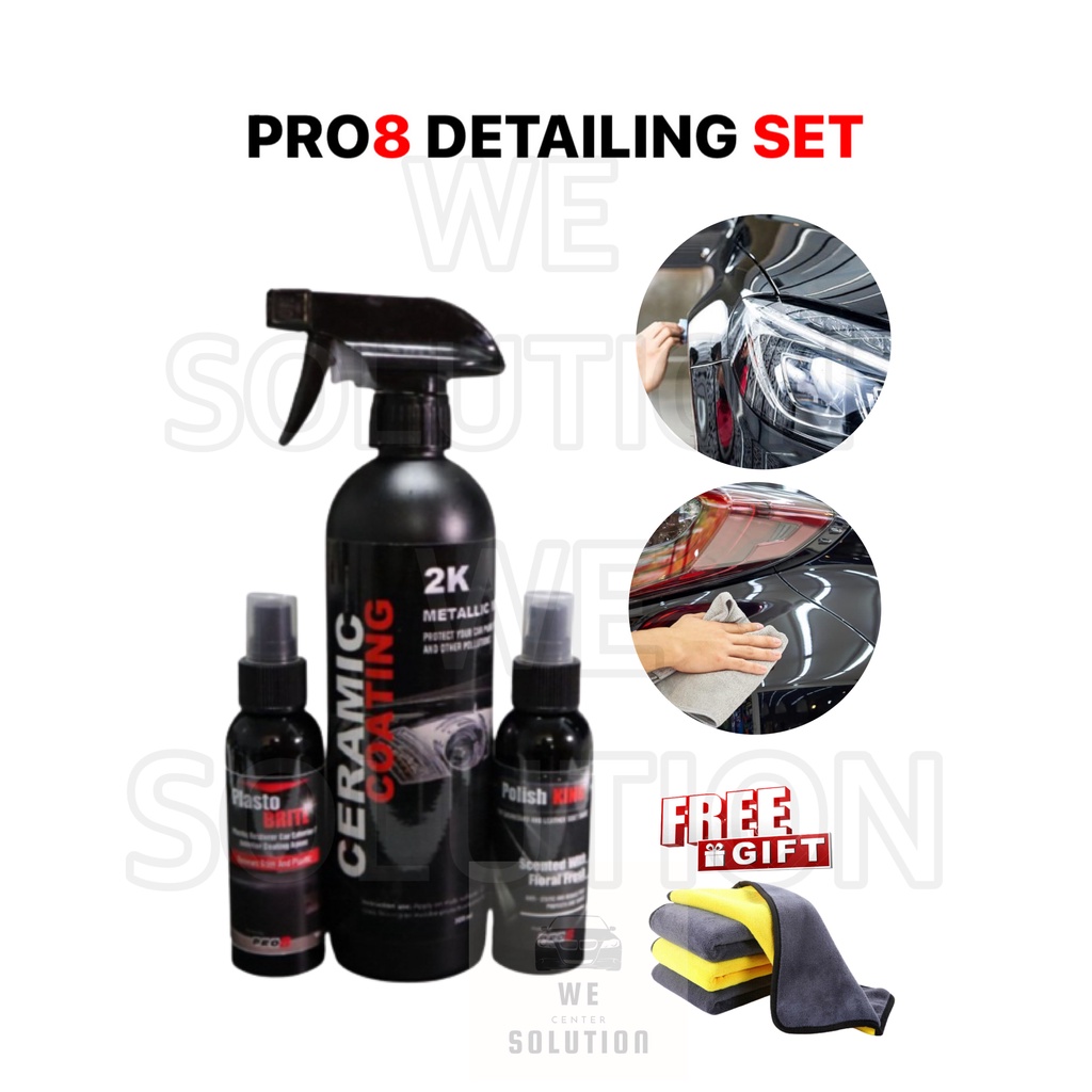 PRO8 CAR DETAILING SET Ceramic Coating 2K Metallic Wax PRO8 Plasto ...