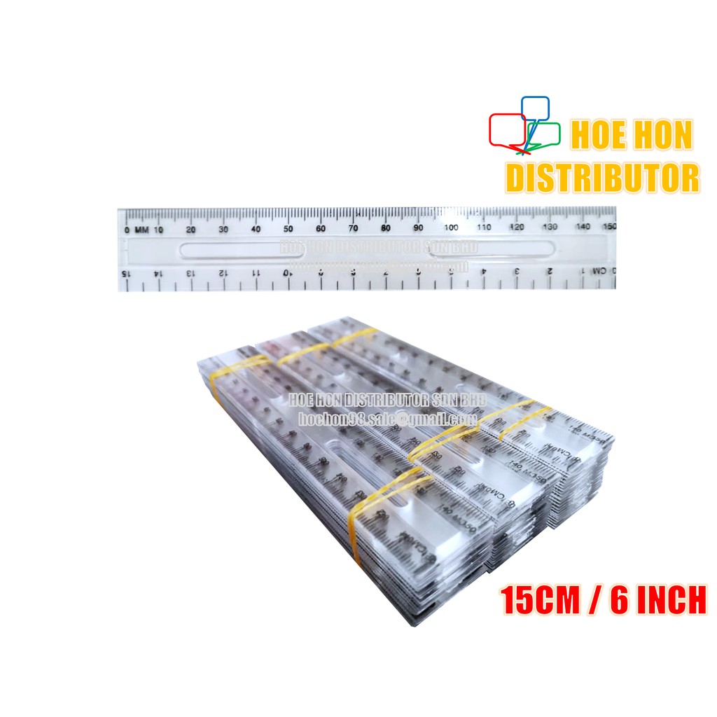 Budget Economy Student Plastic Transparent Clear Ruler / Pembaris Murid Plastik Warna 15cm / 6 ...