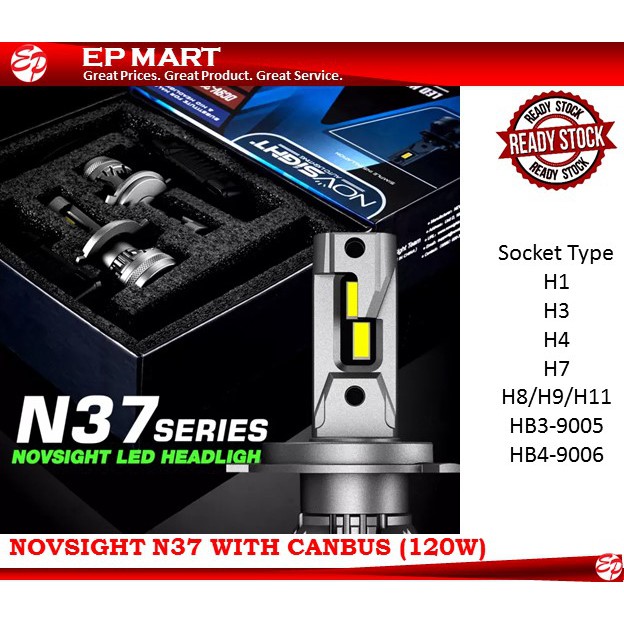 NOVSIGHT N37 (120W BRIGHTEST Car LED lights HB3 HB4 H11 H4 H7 22000LM ...