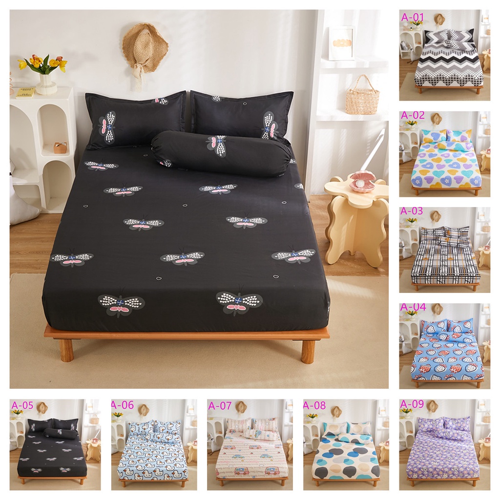 880TC KAIN TEBAL King & Queen / Single Premium Cotton Fitted Bedsheet ...