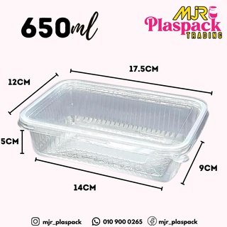 (Kotak) Disposable Plastic Container (Clear) 650ml 750ml 1000ml/ Bekas ...