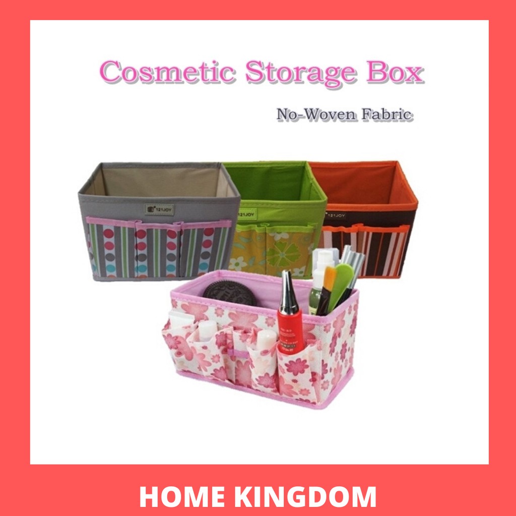 Non-Woven Cosmetic Storage Box - 3 Pocket(kotak kain bekas simpan ...