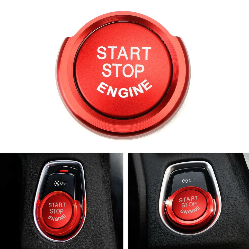 Car Red Aluminum Keyless Engine Push Start Button W/Surrounding Ring ...