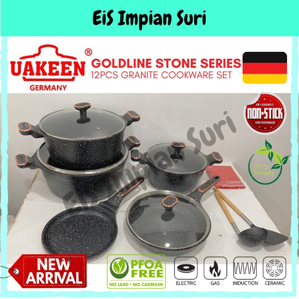 (Ready Stock!!) (VK-368) Uakeen Germany 12pcs Granite Non Stick ...