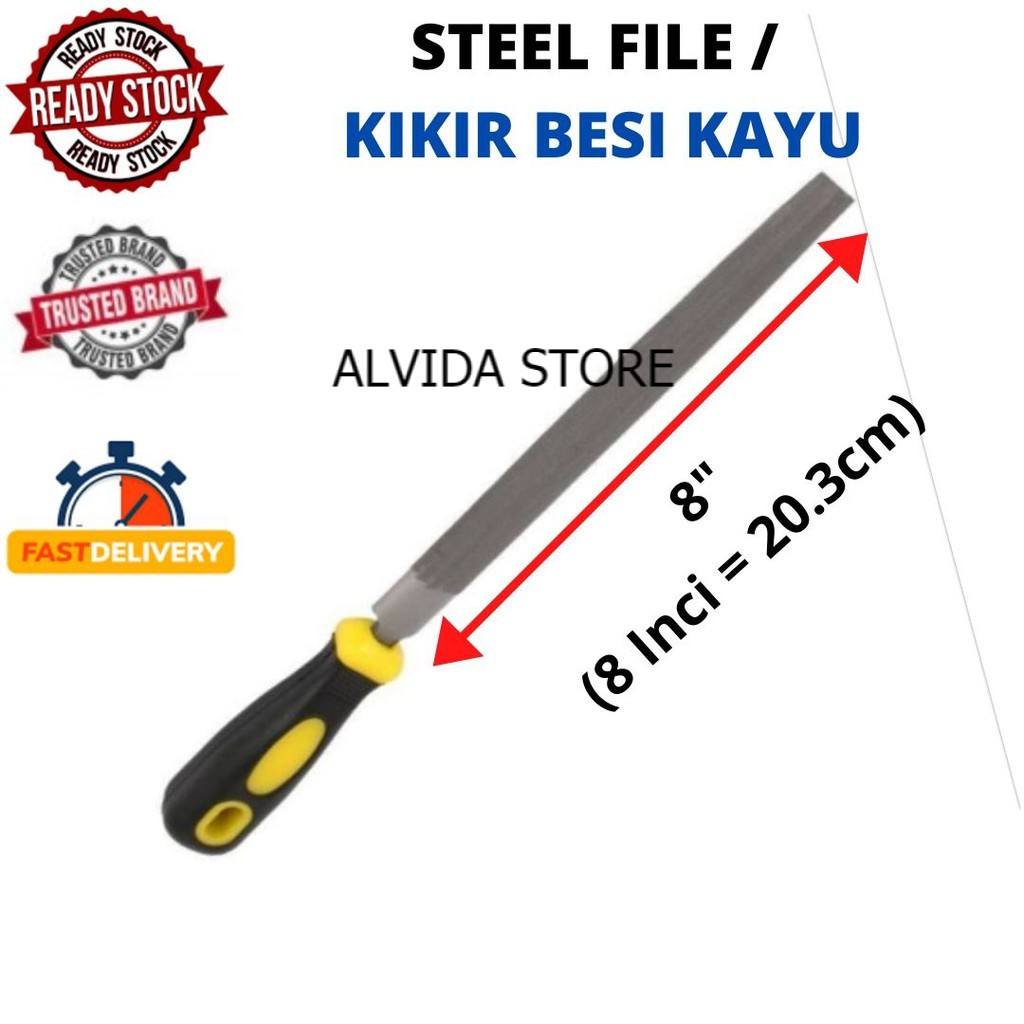 MALAYSIA STOCK- High Quality 8" Flat Steel File / Kikir Besi Kayu Rata ...