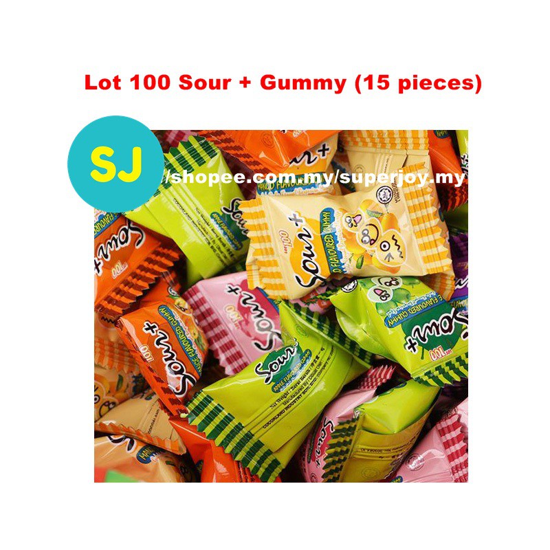 Lot 100 Sour + Gummy Mix Fruits (15 Pieces) | Shopee Malaysia