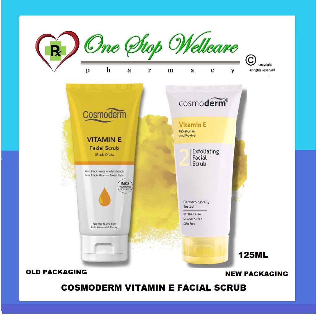 COSMODERM VITAMIN E EXFOLIATING FACIAL SCRUB (OLD / NEW) 125ML | Shopee ...