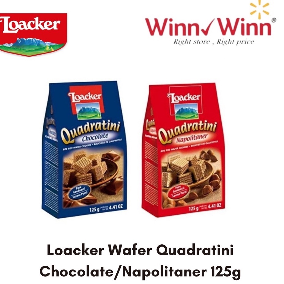 LOACKER QUADRATINI BITE SIZE WAFER COOKIES &Chocolate /NAPOLITANER 125G ...