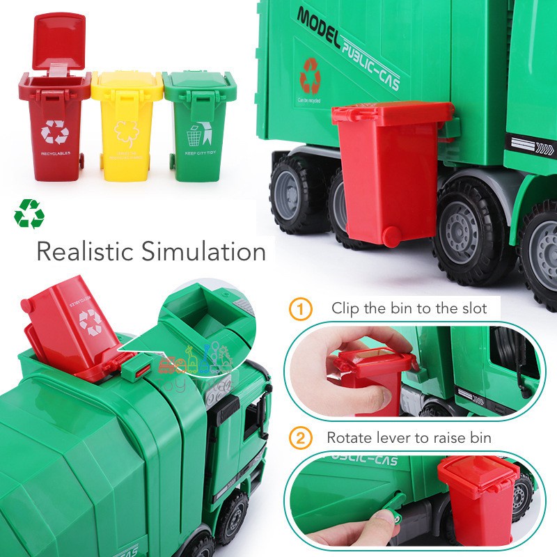 GARBAGE TRUCK TOY [Rubbish Bin Toys BIG Extra Large 1:10 ] Lori Sampah ...