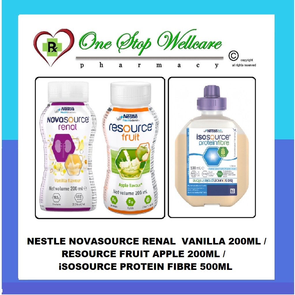 NESTLE NOVASOURCE RENAL VANILLA 200ML / RESOURCE FRUIT APPLE 200ML ...