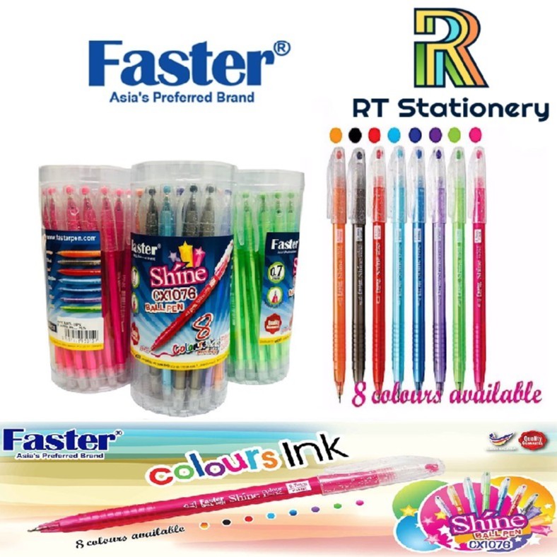 Faster Colourful Ball Pen CX-1076 0.7mm | Shopee Malaysia