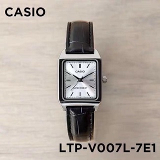 (100% Original) Casio LTP-V007L-7E1 Quartz Stainless Steel Case Black Leather Strap Women Watch ...