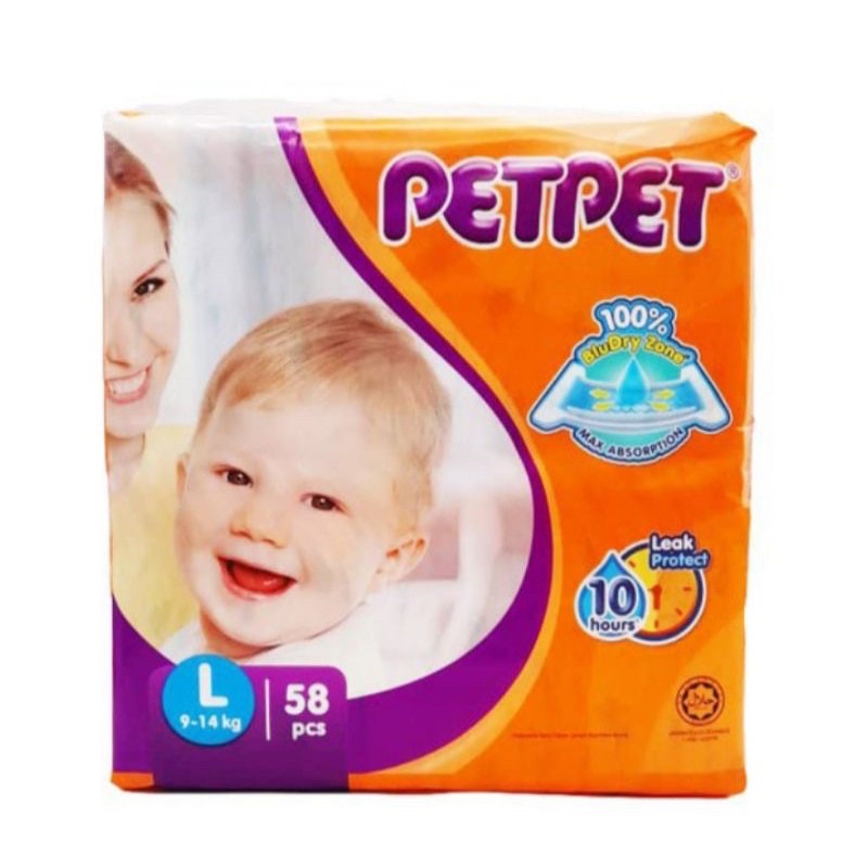 PETPET Diapers (L) 9-14Kg 58pcs | Shopee Malaysia