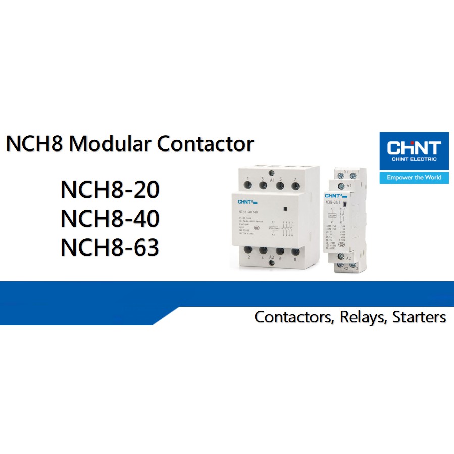CHINT NCH8 Modular AC Contactor 230VAC 2poles 4poles 2NO 2NC 20A 40A ...