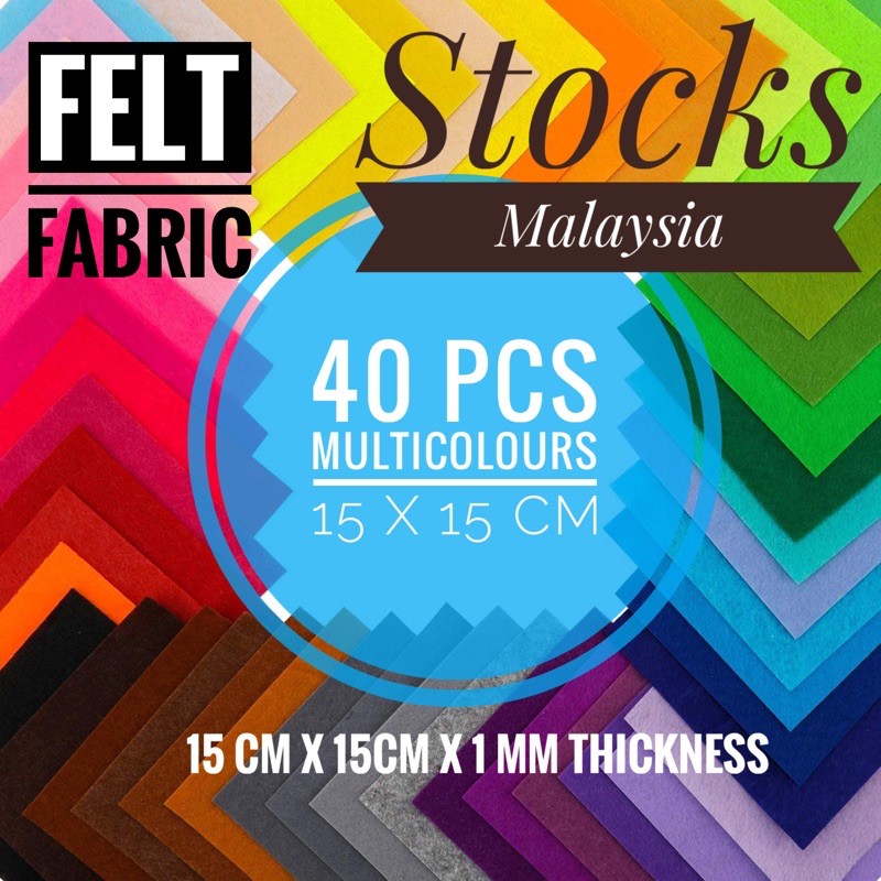 40 Kain Felt DIY Fabric 1mm Ready Stock Different colours each Hard ...