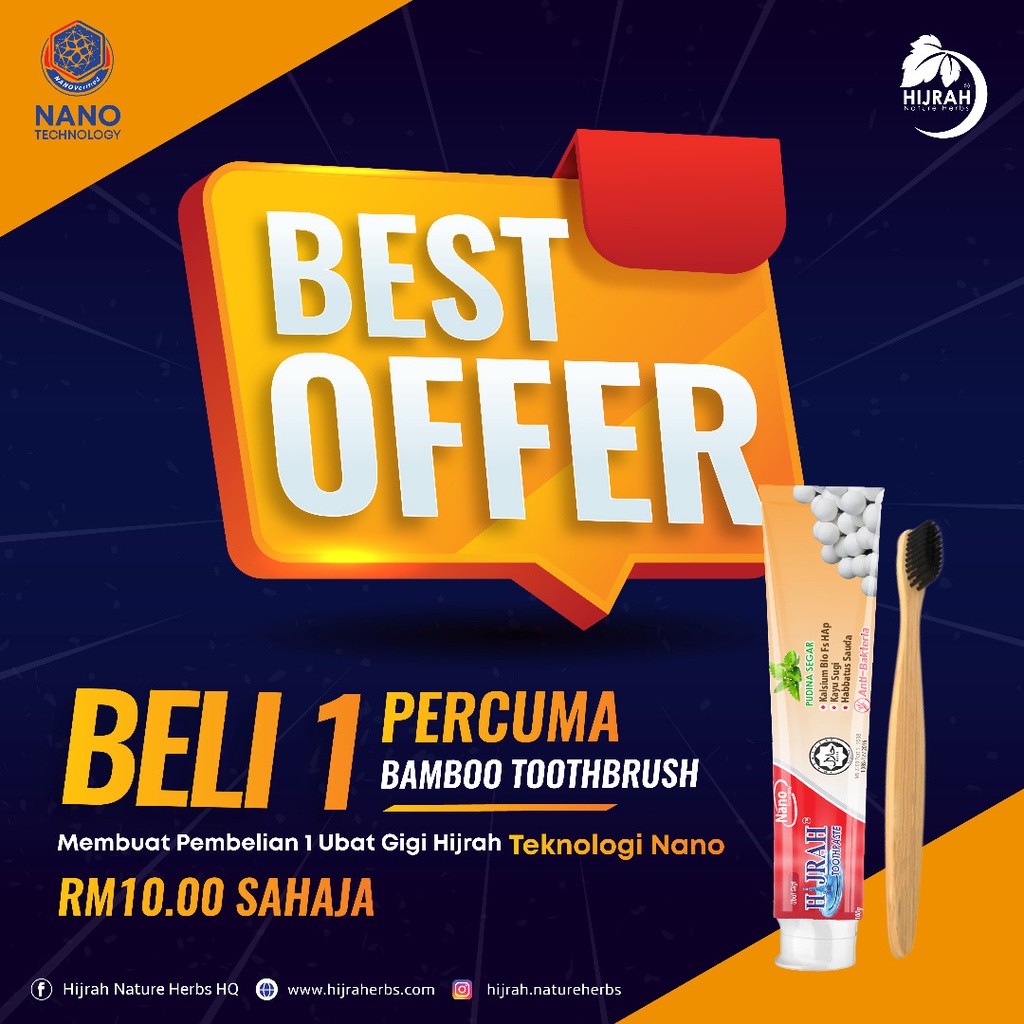 Hijrah Nature Herbs Organic Halal & Muslim Toothpaste 100g Mint Ubat ...